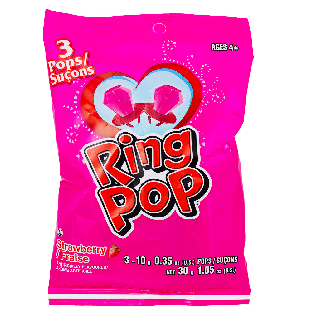 Ring Pop Valentine Strawberry 3 Pieces - 30g | Candy Funhouse – Candy ...