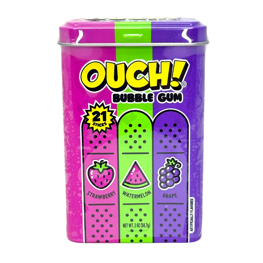 Ouch! Bubble Gum Assorted Flavour Tin 21 Pieces | Candy Funhouse US