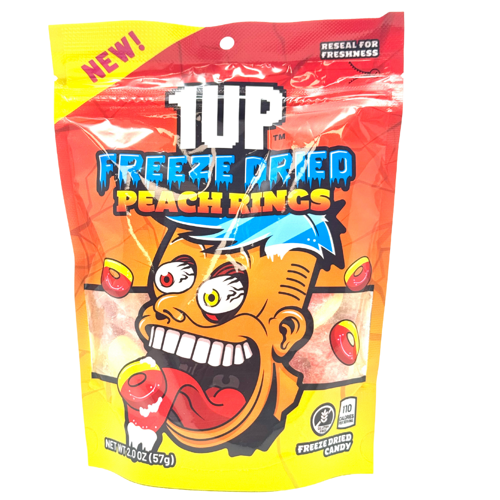 1UP Freeze Dried Peach Rings - 2oz | Candy Funhouse US