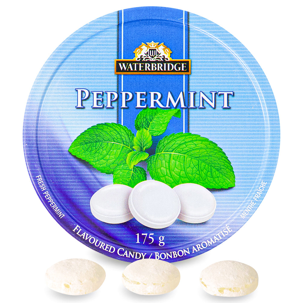 Waterbridge Travel Tin Peppermint Candy - 175 g | Candy Funhouse ...