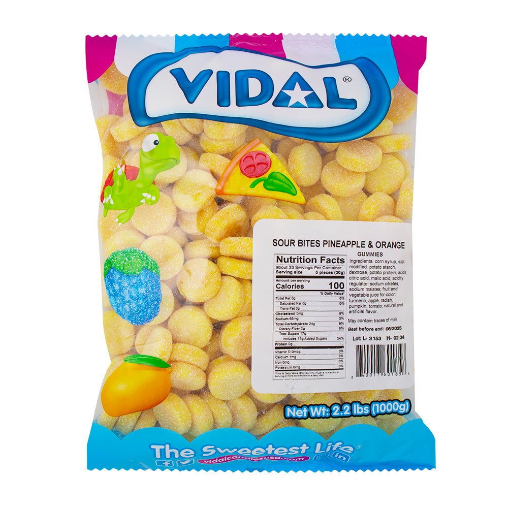 Vidal Sour Bites Pineapple & Orange Gummies - 2.2lbs | Candy Funhouse US