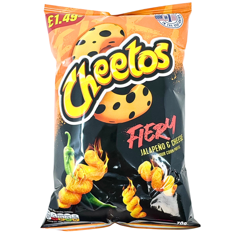 Cheetos Fiery Jalapeno & Cheese Corn Puffs - 70g | Candy Funhouse US