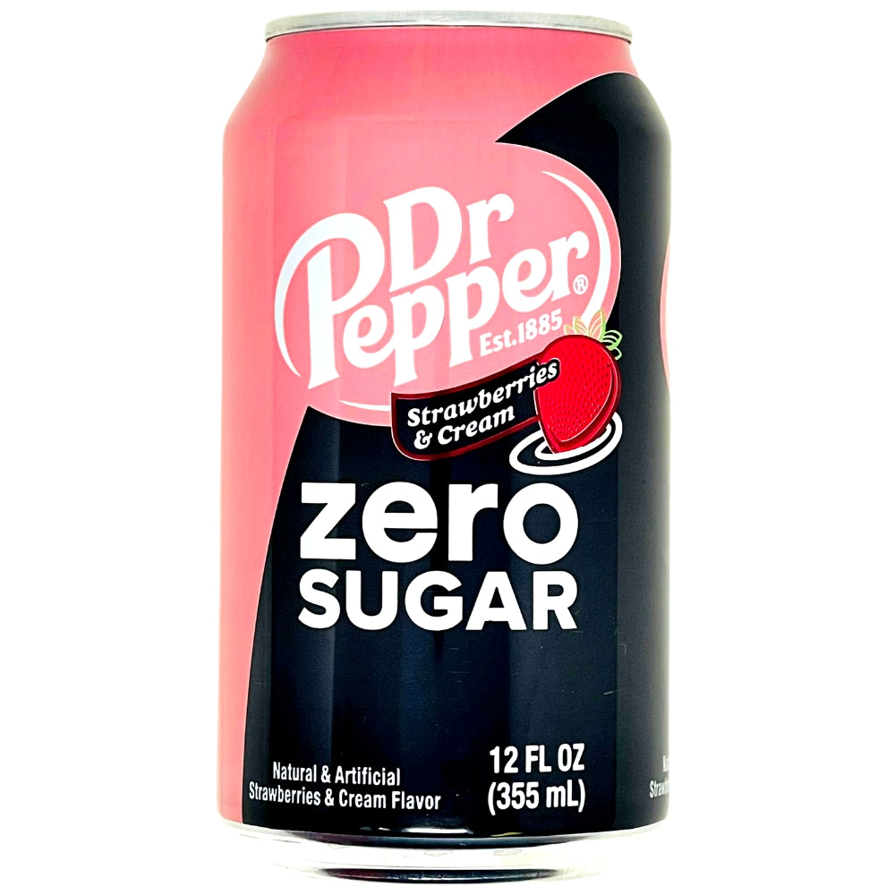 Dr Pepper Zero Sugar Strawberries and Cream - 355mL | Candy Funhouse US