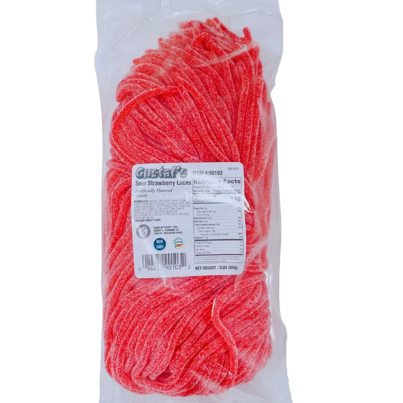 Gustaf's Sour Strawberry Licorice Laces - 2lbs | Candy Funhouse