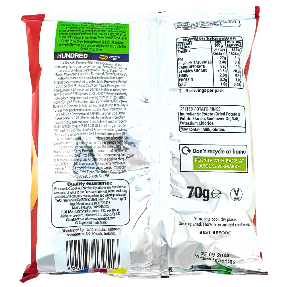 Hula Hoops Big Hoops Original Salted (UK) - 70g | Candy Funhouse US