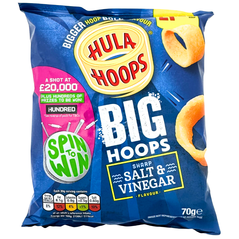 Hula Hoops Big Hoops Salt & Vinegar (UK) - 70g | Candy Funhouse US