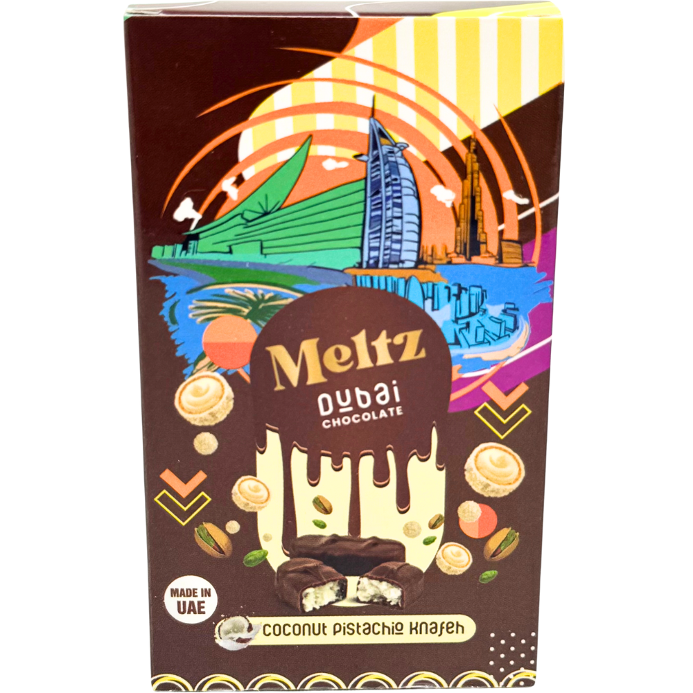 Meltz Dubai Chocolate Coconut Pistachio Knafeh - 75g | Candy Funhouse US