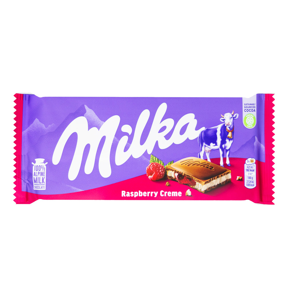 Milka Raspberry Creme Chocolate Bar 100g | Candy Funhouse US