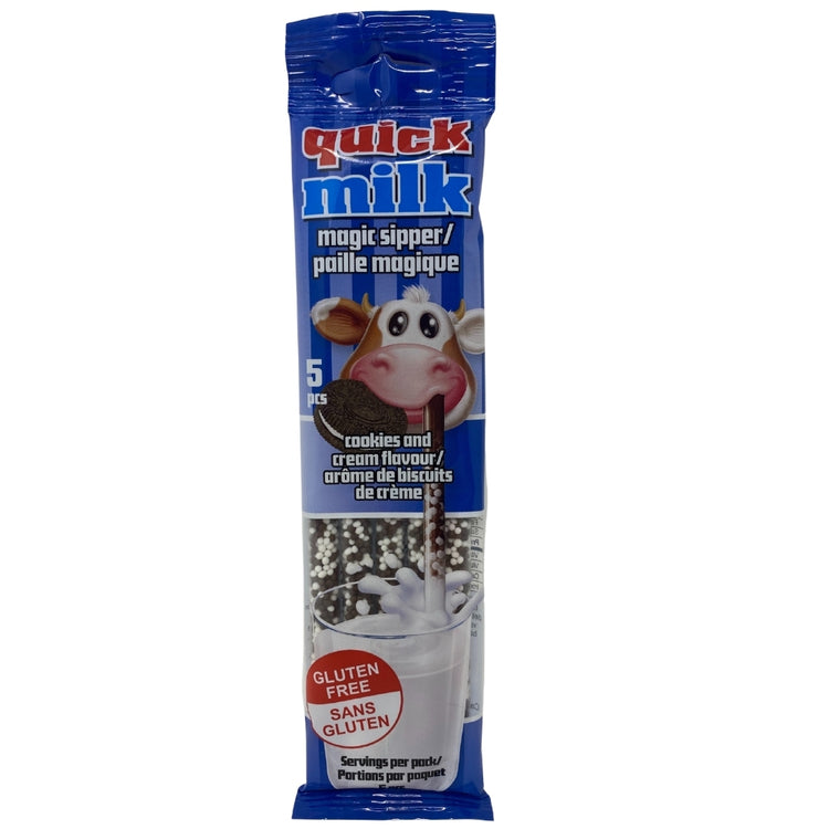 Quick Milk Magic Sipper Cookies & Cream Straws - 36g | Candy Funhouse US