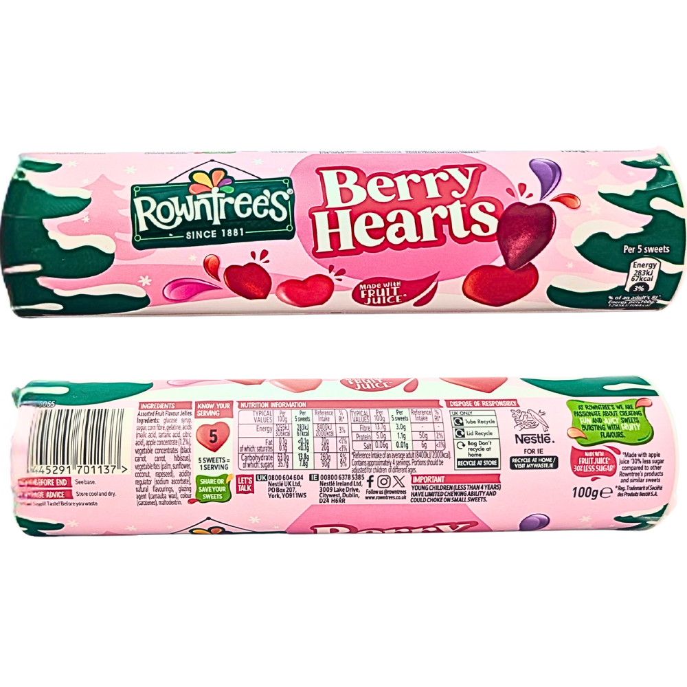 Rowntree's Berry Hearts (UK) - 100g | Candy Funhouse US