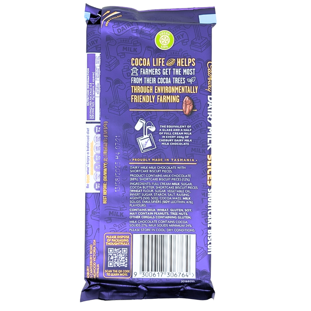 Dairy Milk Slices Shortcake Biscuit (Australia) - 170g | Candy Funhouse US