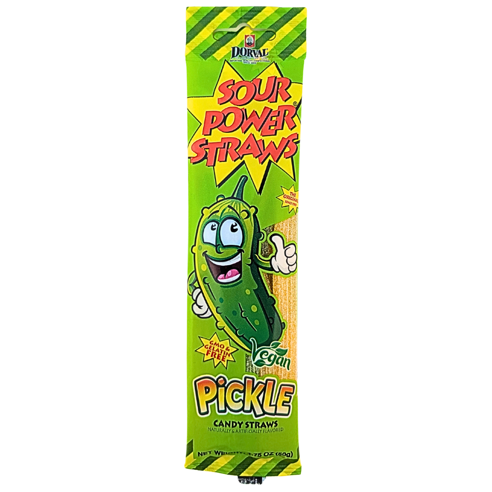 Sour Power Straws Pickle - 1.75oz | Candy Funhouse US