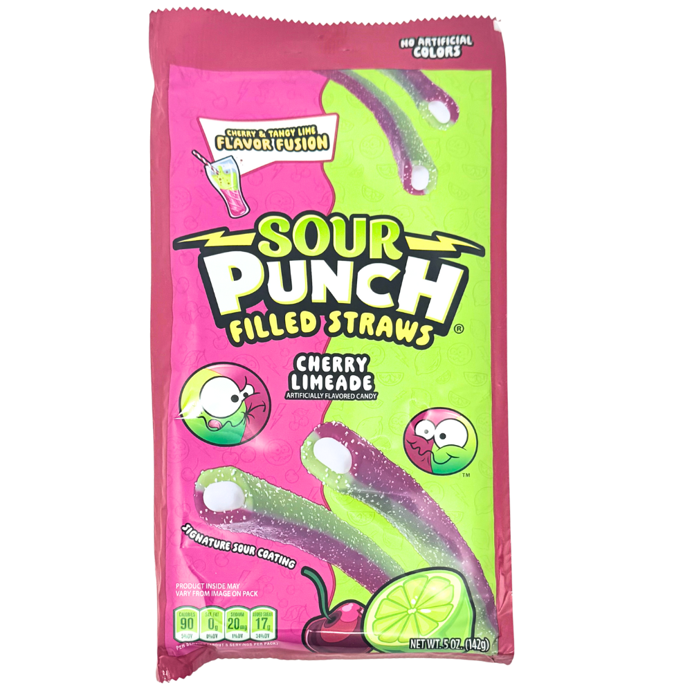 Sour Punch Filled Straws Cherry Limeade - 5oz | Candy Funhouse US
