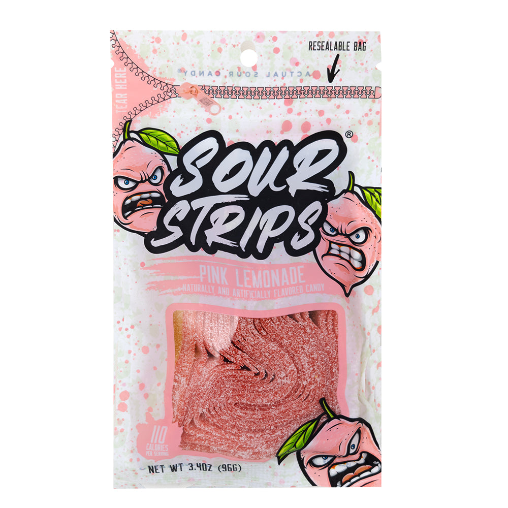 Sour Strips Pink Lemonade - 96g | Candy Funhouse US