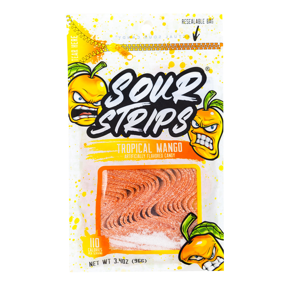 Sour Strips Tropical Mango - 96g | Candy Funhouse US