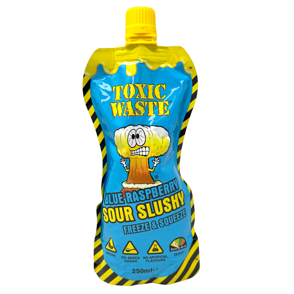 Toxic Waste Blue Raspberry Slushy Pouch - 250ml | Candy Funhouse US