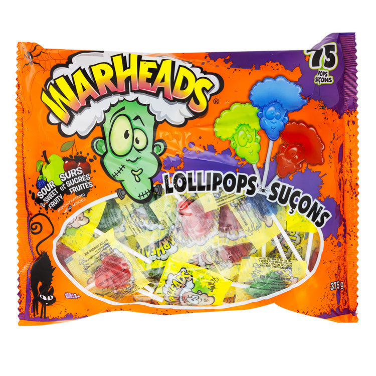Warheads Sour Lollipops - 75CT | Candy Funhouse – Candy Funhouse US